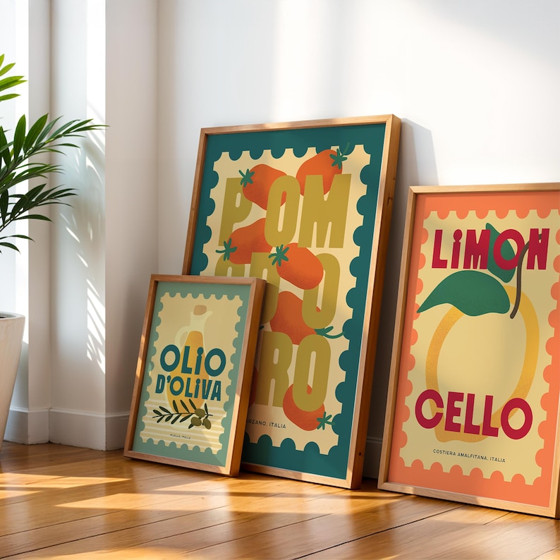 Italian Food & Drink Prints: Vintage-style Kitchen Wall Art (set of 3 ...