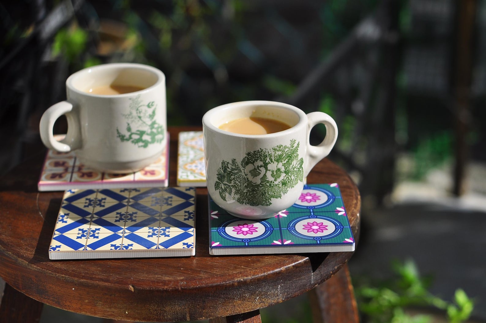 Peranakan Tiles Ceramic Coasters Set | Set of 4 Drink Coasters ...