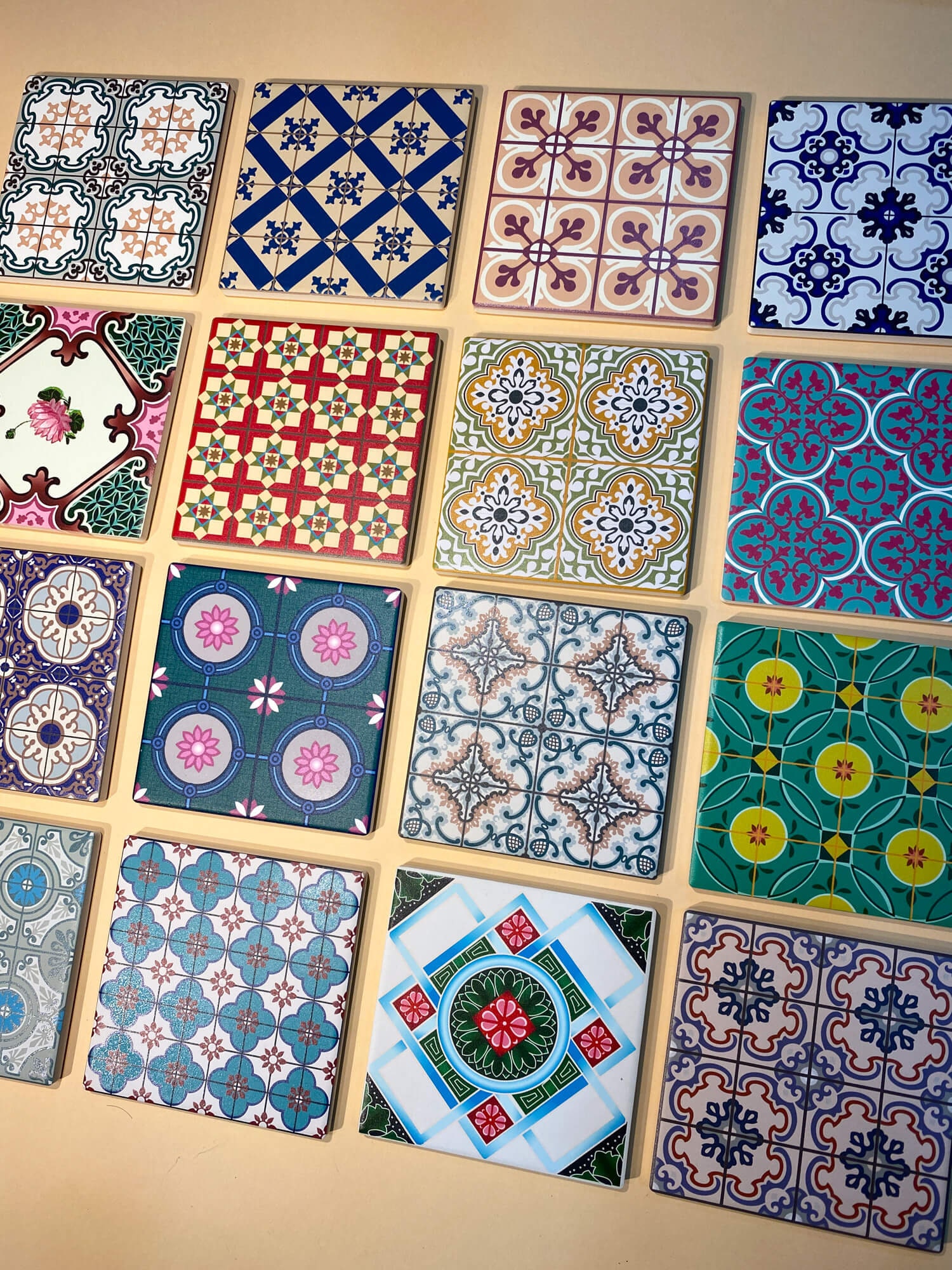 Peranakan Tiles Ceramic Coasters Set | Set of 4 Drink Coasters ...