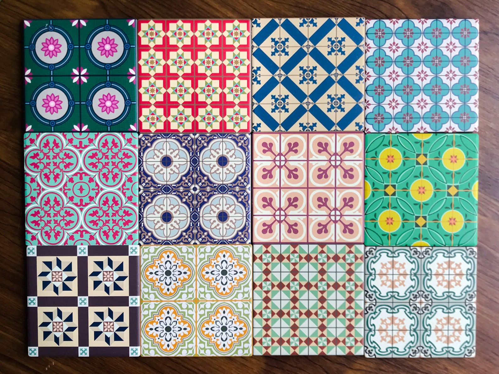 Peranakan Tiles Ceramic Coasters Set Set of 4 Drink Coasters Singapore ...