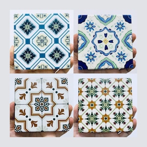 Peranakan Tiles Ceramic Coasters Set | Set of 4 Drink Coasters ...