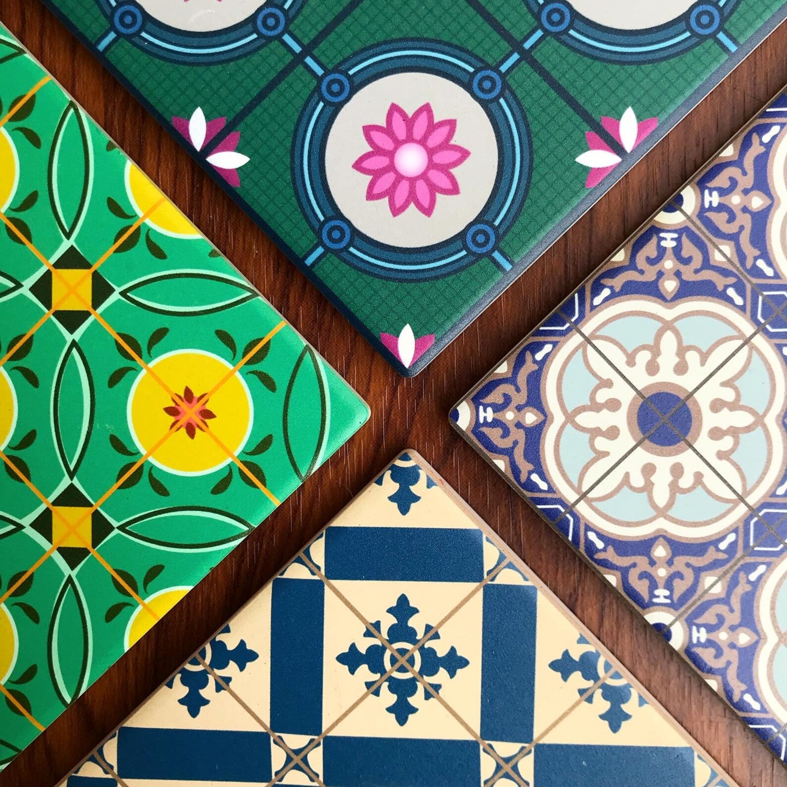 Peranakan Tiles Ceramic Coasters Set Set of 4 Drink Coasters - Etsy
