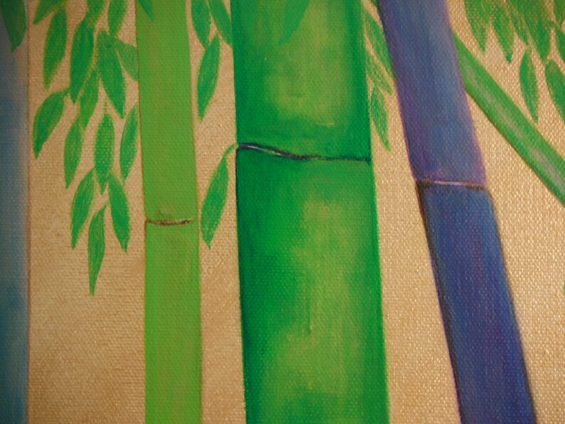 Baby Bamboo Forest//abstract Acrylic Painting//stretched Canvas ...