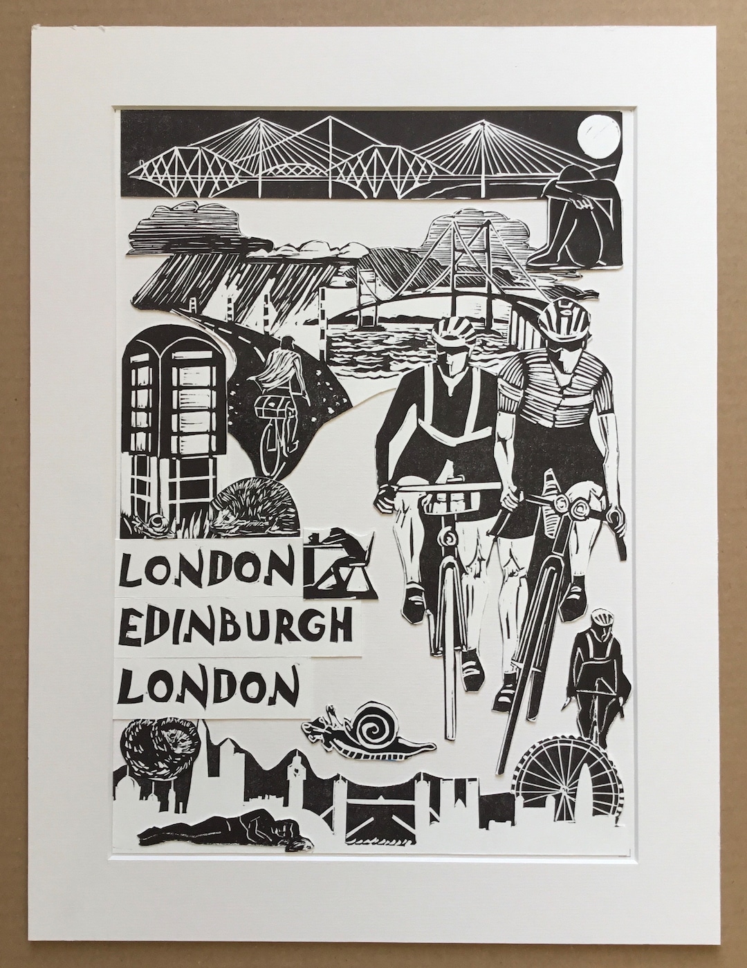 Unique Collage of Linocut Prints. London Edinburgh London. - Etsy
