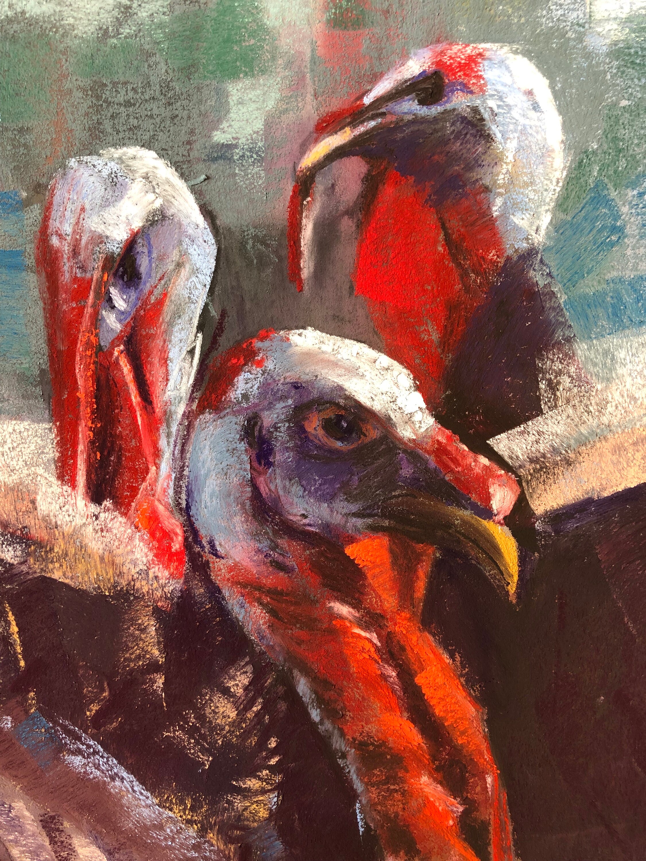 Original Pastel Painting. Three Turkeys. - Etsy