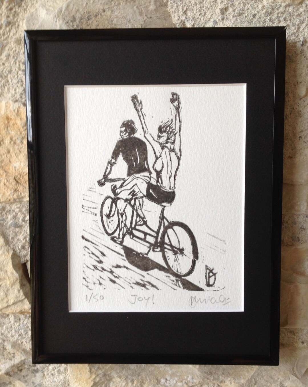 Original Handpulled Linocut, Tandem 'joy' - Etsy