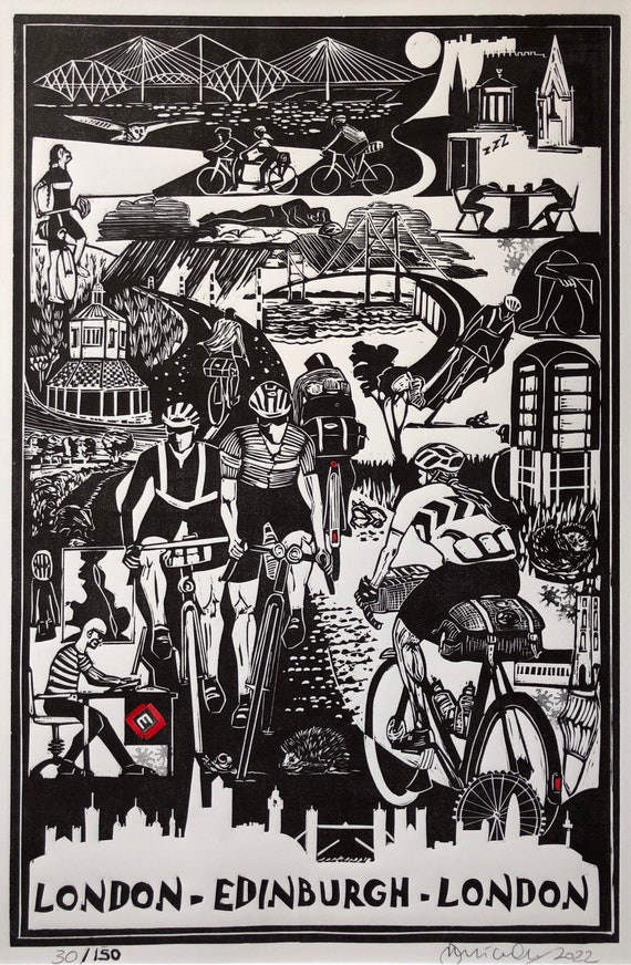 Original Linocut Print. London Edinburgh London 2022 Souvenir. - Etsy UK