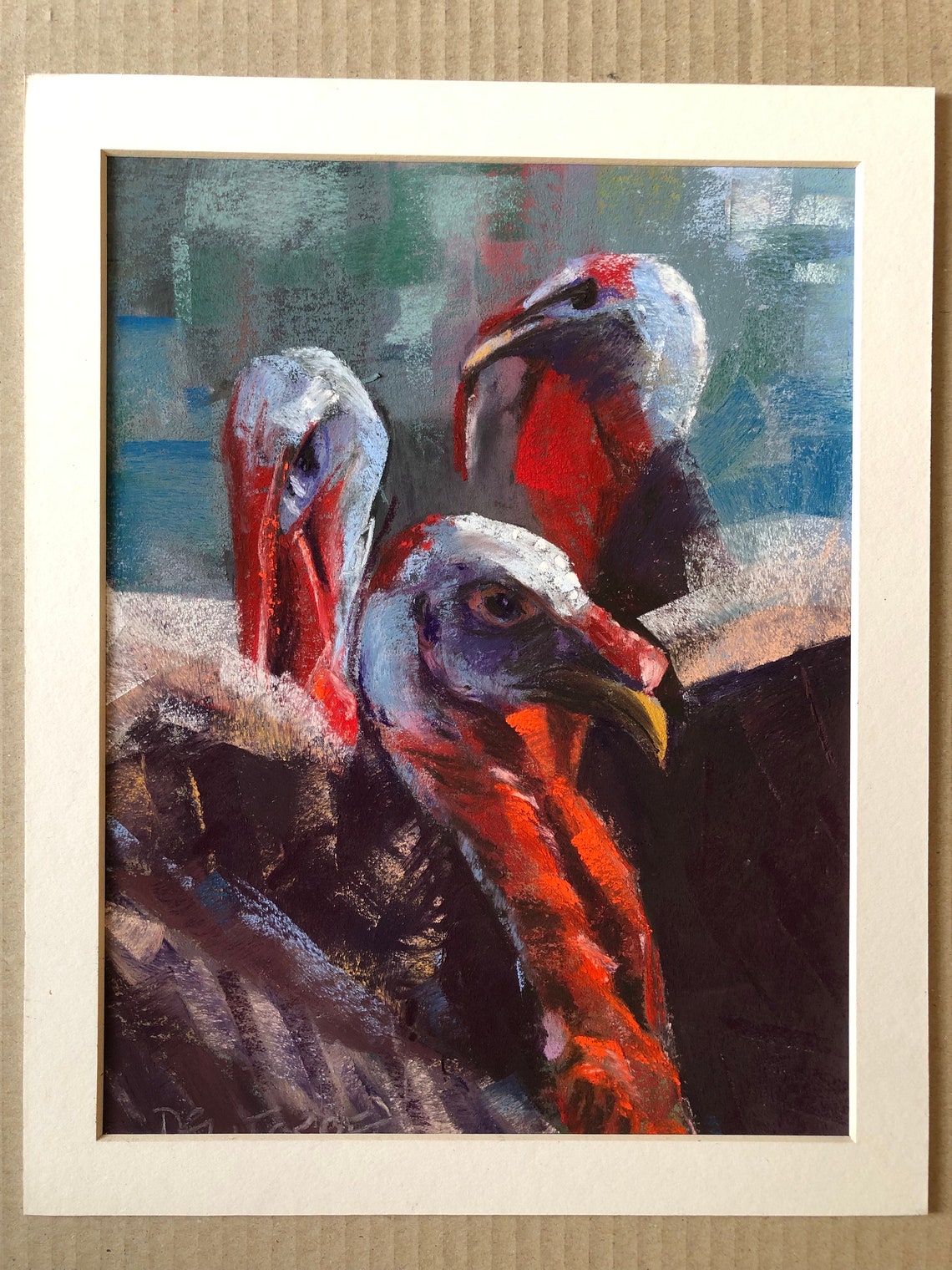 Original Pastel Painting. Three Turkeys. - Etsy