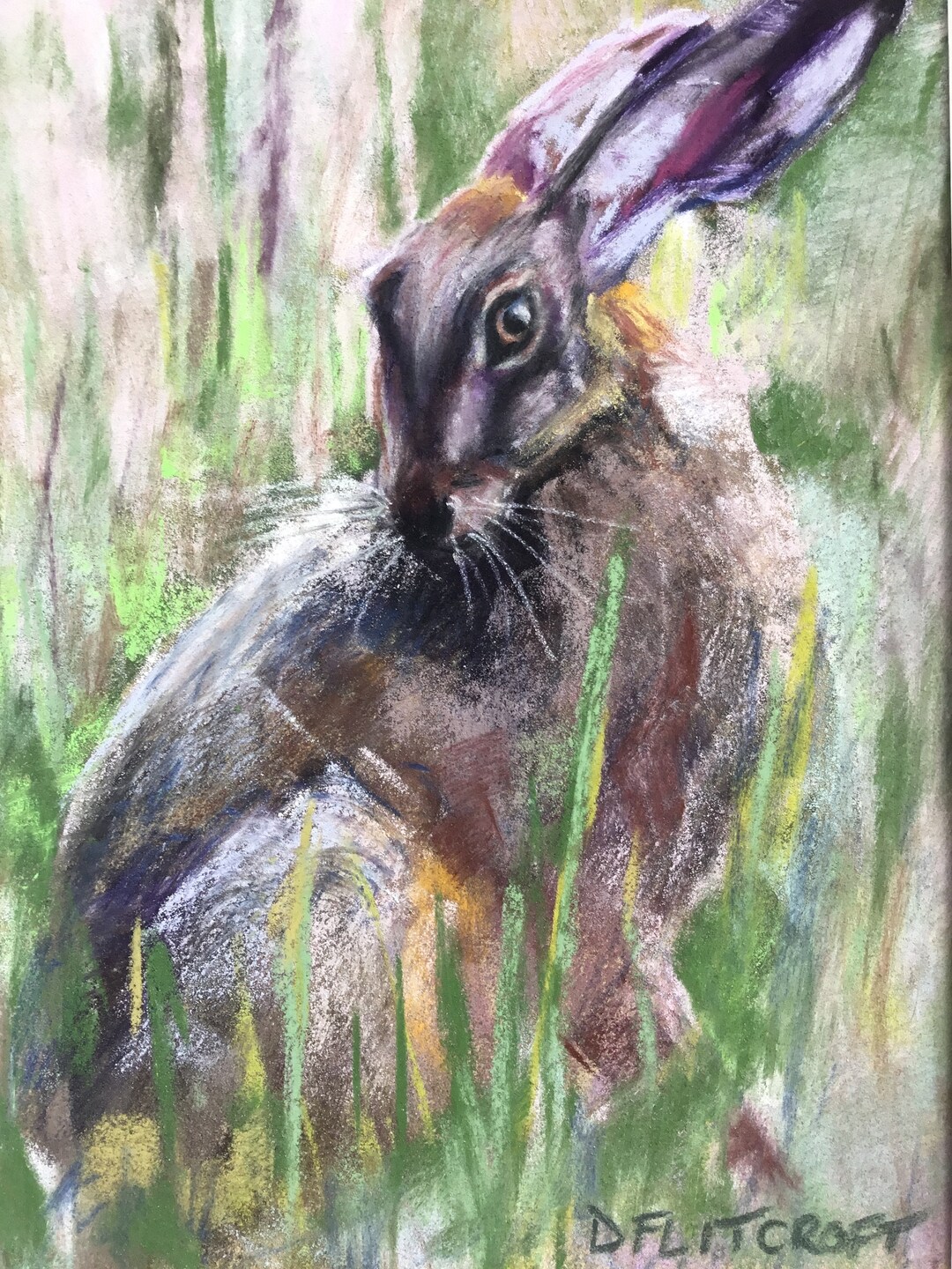 Original Pastel Painting. Hare in Grass Verge. - Etsy