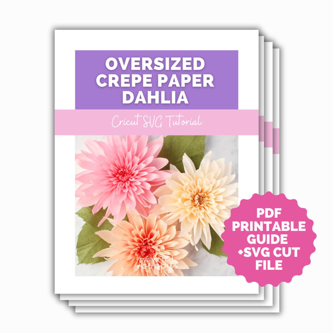 Giant Crepe Paper Dahlia Flower SVG Cut File, Printable Pattern and ...