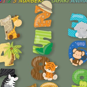 Numbers Wall Decal - Safari Animals Decals - Wild Animals Wall Decals ...