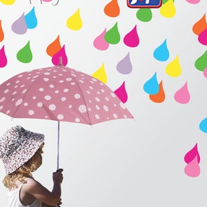 Raindrops Wall Decals, Rainbow Raindrops Decals, Colorful Nursery ...