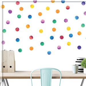 Watercolor Polka Dot Wall Decal - Watercolor Rainbow Polka Dots - Polka ...