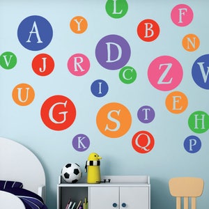 Alphabet Decals ABC Polka Dot Alphabet Stickers Colorful Alphabets Wall ...