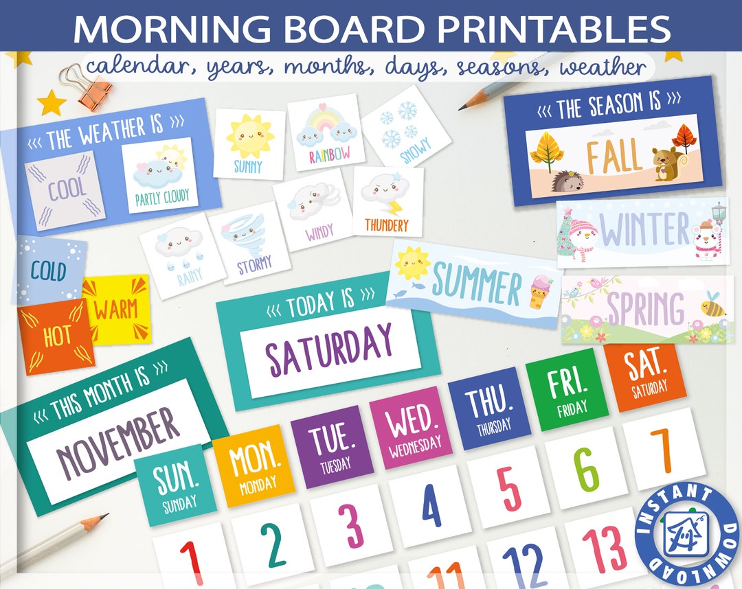 Morning Activity Board Printable, Kids Day Scheduleinstant, Classroom ...