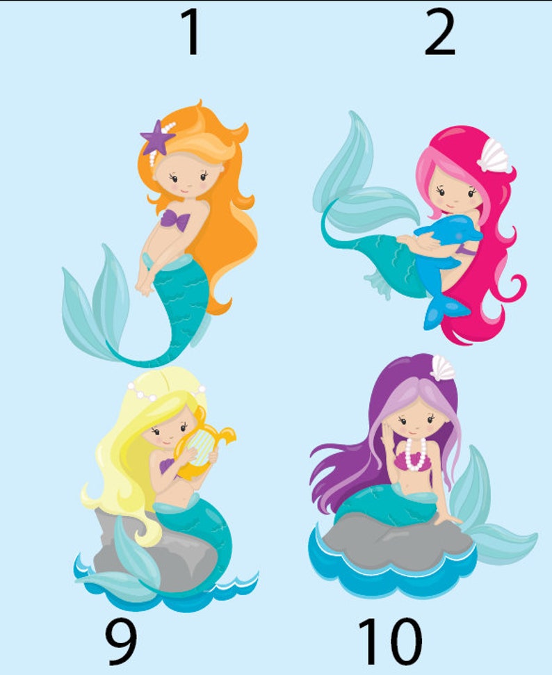 Mermaid Wall Decal Personalized Mermaid Wall Decor Nursery - Etsy