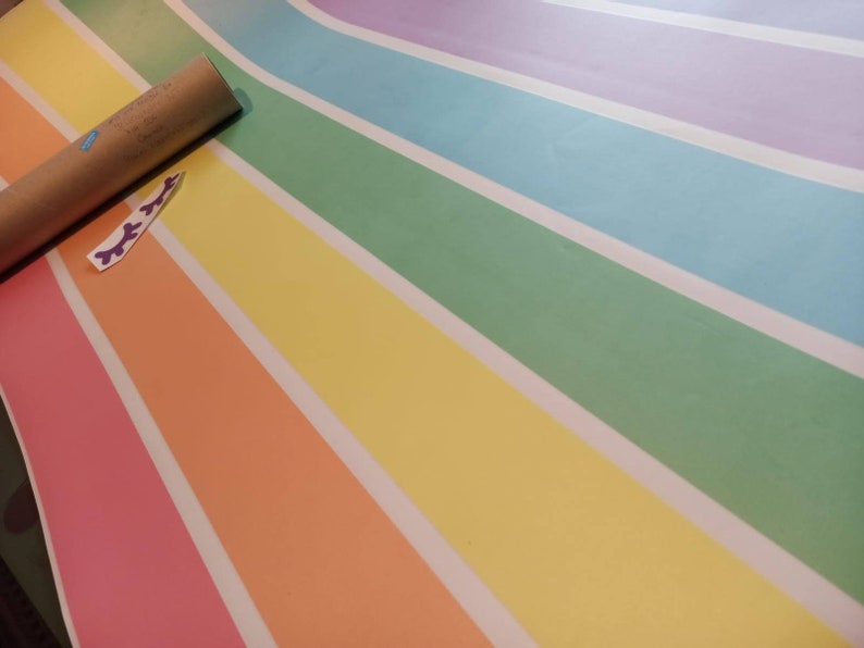 Rainbow Stripes Wall Decor Pastel Rainbow Lines Wall Decal | Etsy