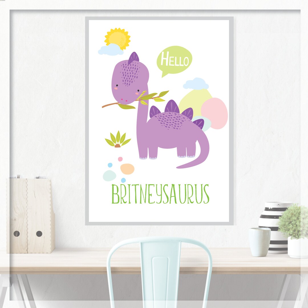 Personalised Dinosaur Poster Personalized Kids Name Print Custom Name ...