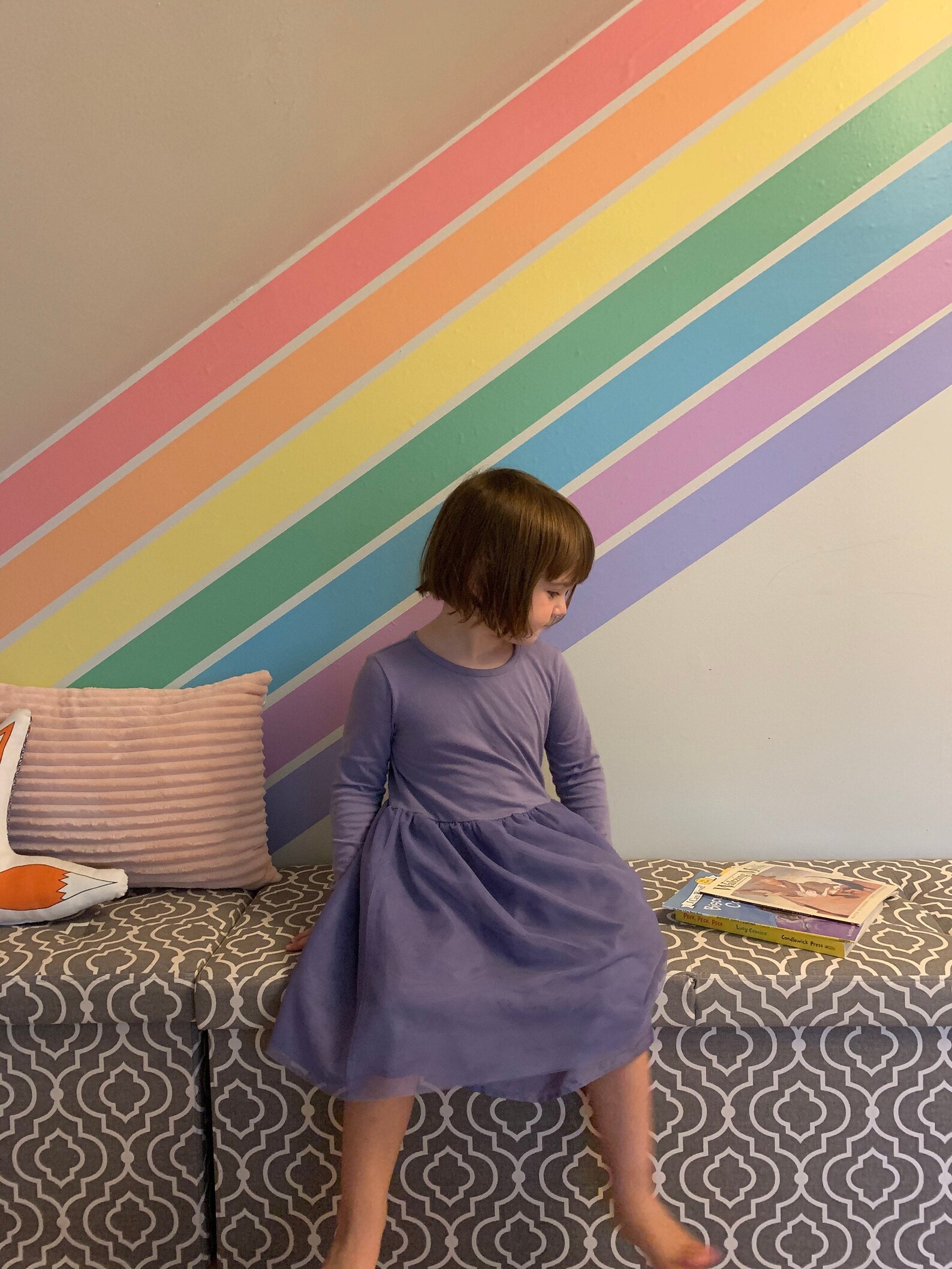 Rainbow Stripes Wall Decor Pastel Rainbow Lines Wall Decal | Etsy