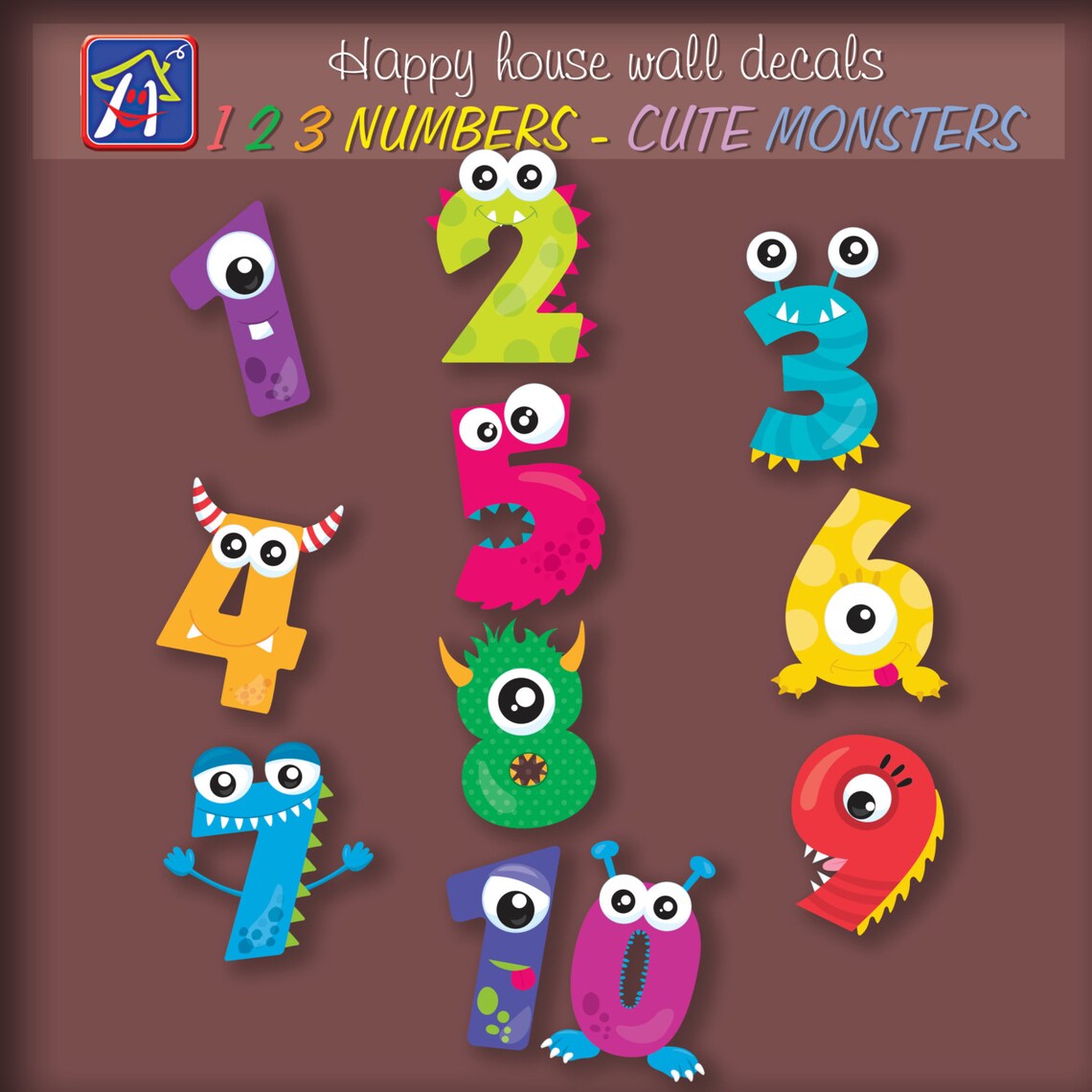 Numbers 123 Cute Monsters Wall Decals 123 Monster Numbers - Etsy