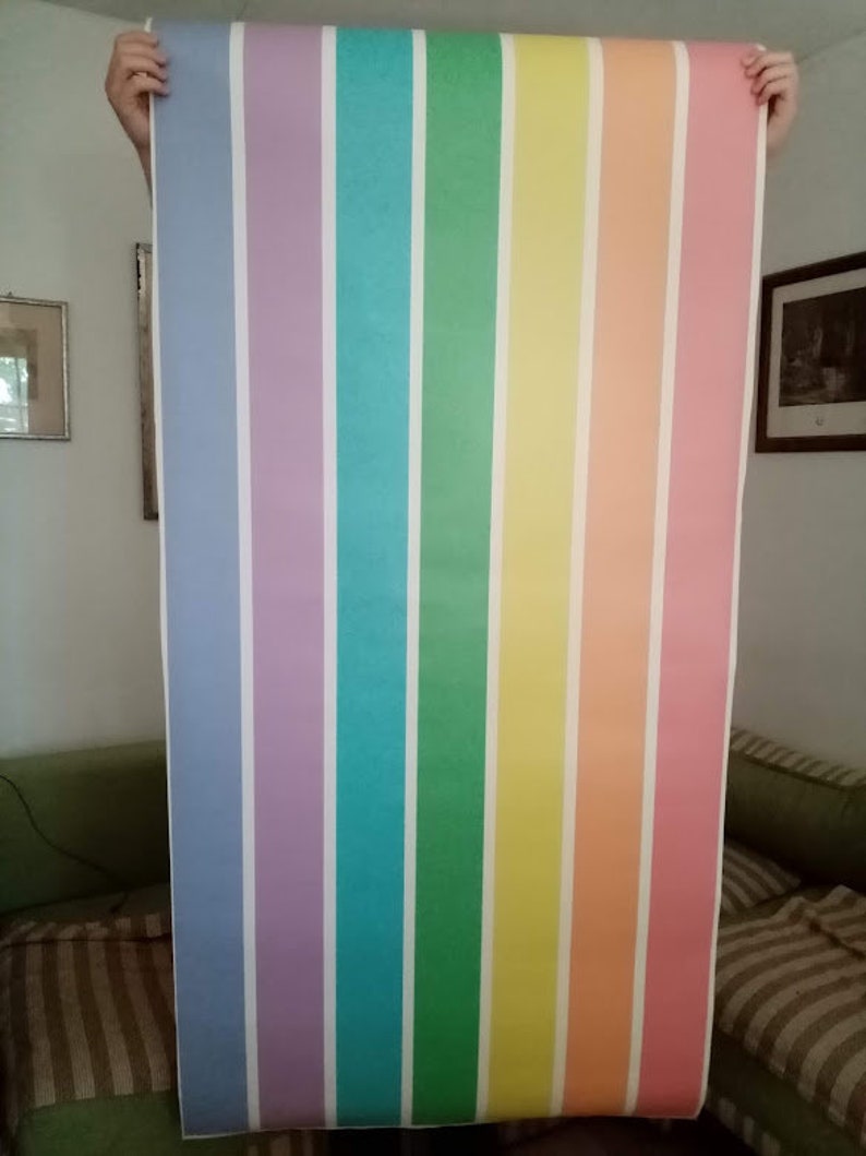 Rainbow Stripes Wall Decor Pastel Rainbow Lines Wall Decal | Etsy