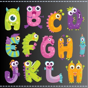 Monsters Alphabet Stickers ABC Monster Wall Decals Cute Monsters ...