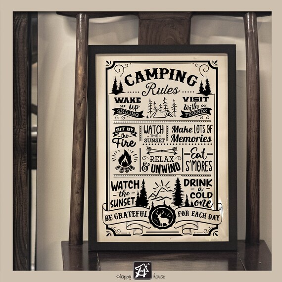 Camping Rules Print Camp Rules Sign RV Decor Motorhome - Etsy