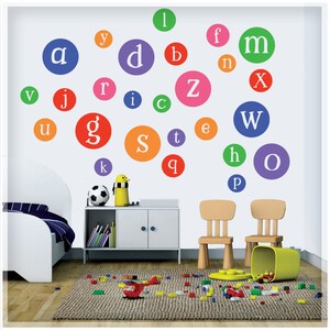 Alphabet Decals ABC Polka Dot Alphabet Stickers Colorful Alphabets Wall ...