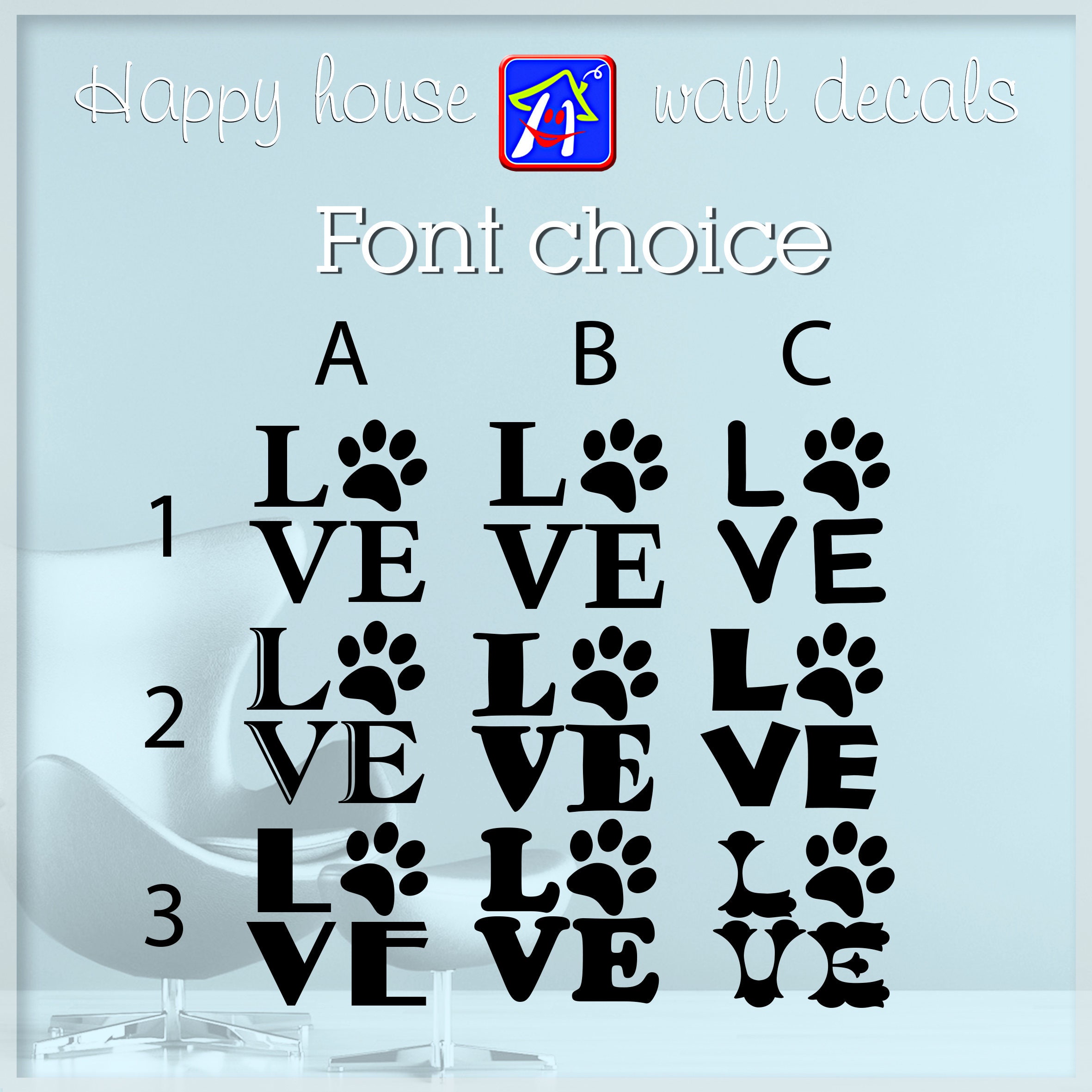 Love Paw Print Decal Paw wall decals Pet Love Decal Dog | Etsy