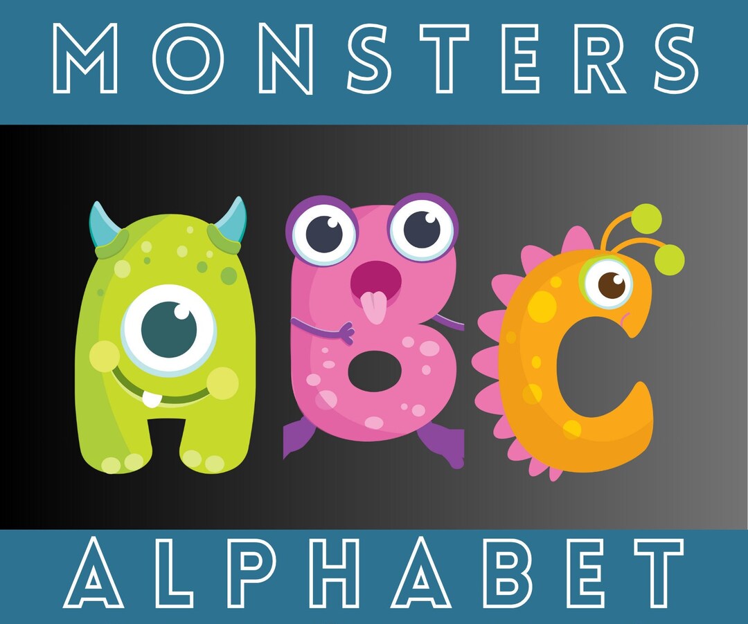 Monsters Alphabet Stickers - ABC Monster Wall Decals - Cute Monsters ...