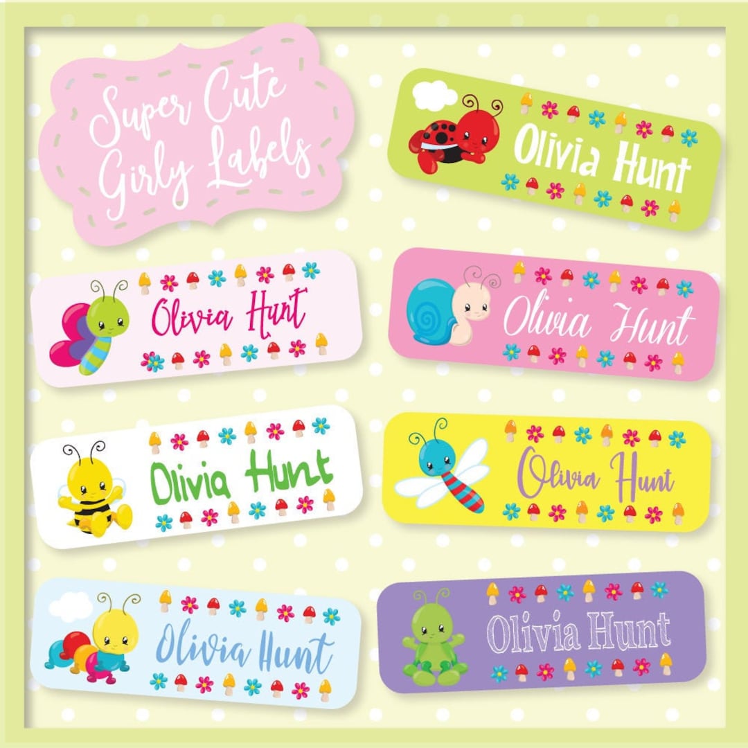 Girly Daycare Labels - Camp Stickers - Personalized Kids Labels ...