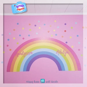 Pastel Rainbow Wall Decal, Nursery Rainbow Wall Decor With Polka Dots ...
