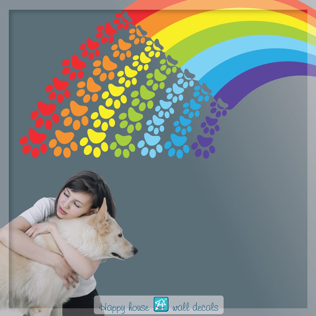 Rainbow Paws Wall Decal, Paw Prints Sticker, Nursery Wall Decor - Etsy