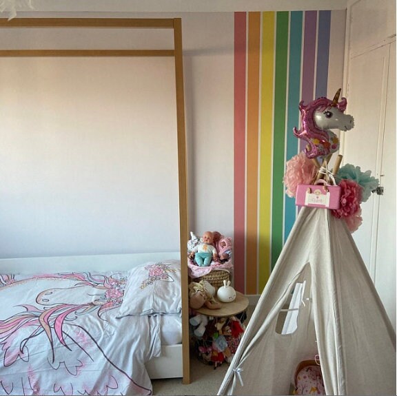 Rainbow Stripes Wall Decor Pastel Rainbow Lines Wall Decal - Etsy UK