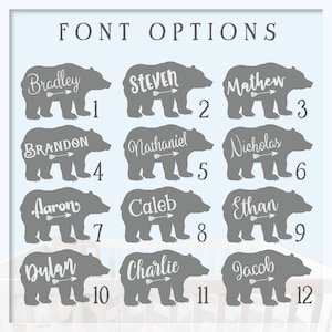 Personalized Bear Name Wall Decal, Baby Boy Nursery Wall Decor, Bear ...