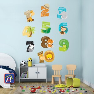 Numbers Wall Decal - Safari Animals Decals - Wild Animals Wall Decals ...
