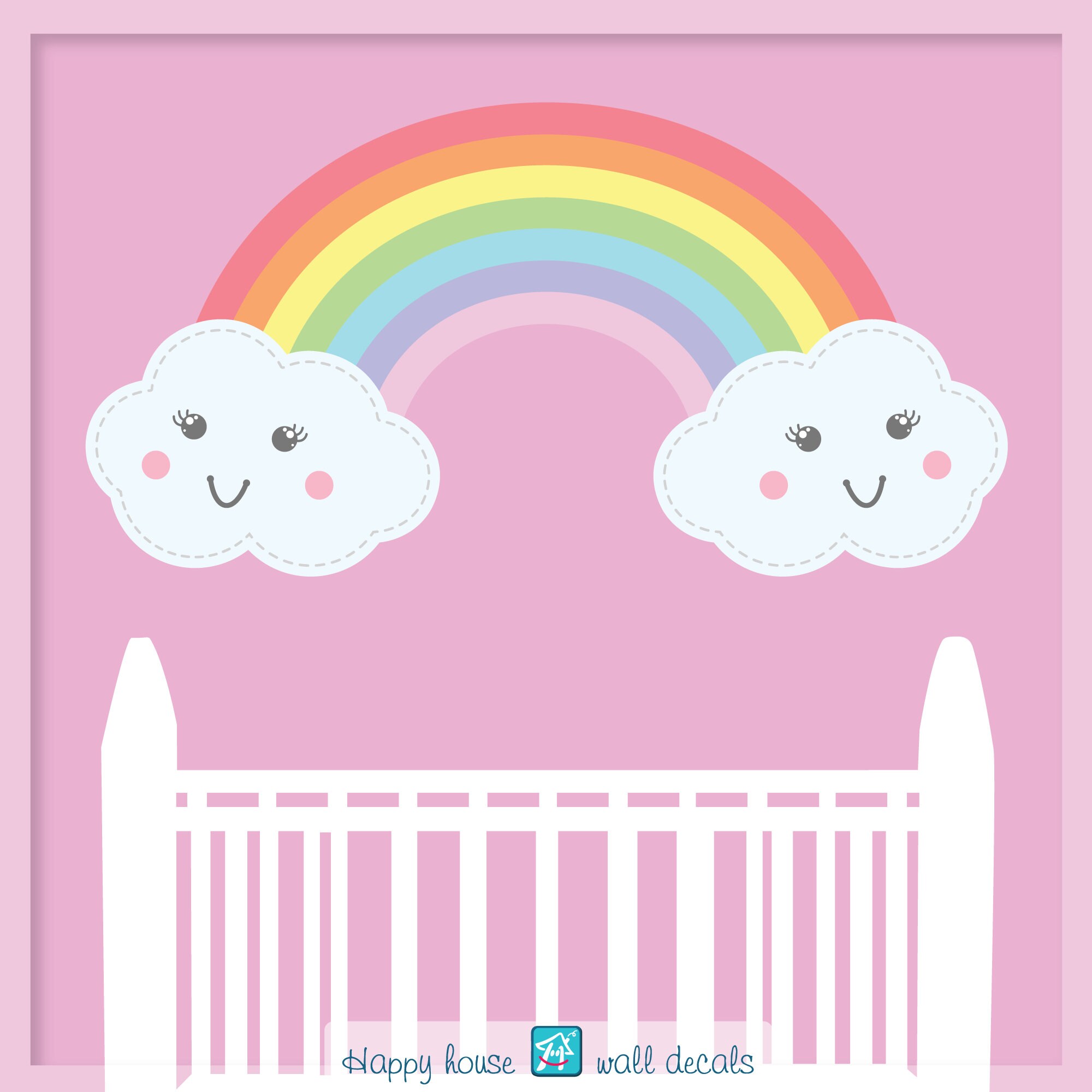 Pastel Rainbow Wall Decal Nursery Rainbow Wall decor Rainbow | Etsy