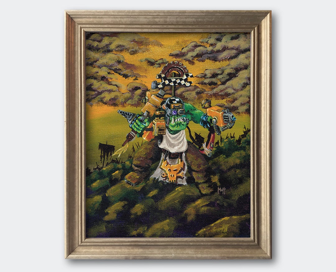 Fine Art Print Ork Mekboy | Warhammer 40k Ork Acrylic Painting Art ...