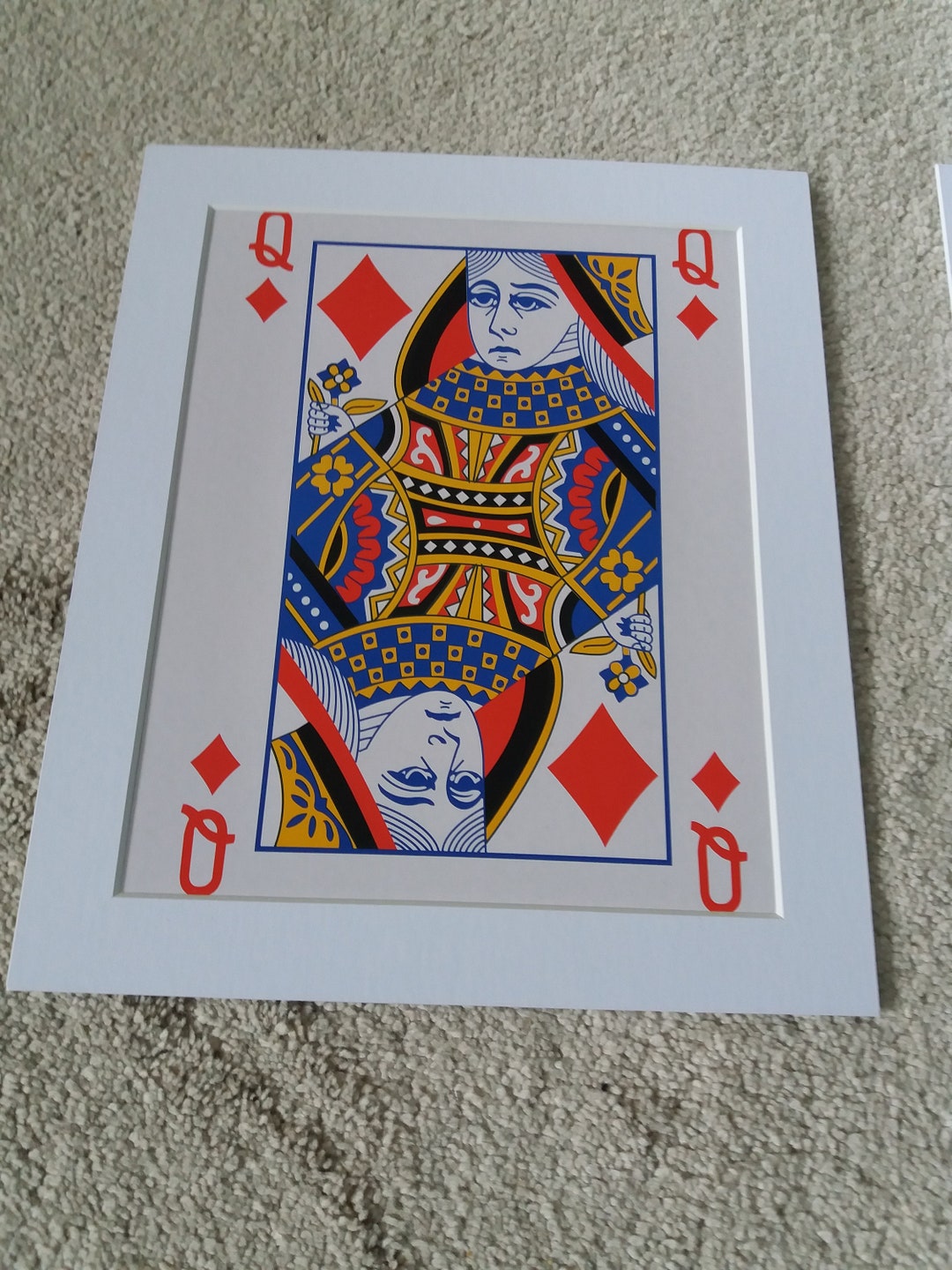 Giant Queen of Diamonds Mounted Card, Ready for Framing - Etsy