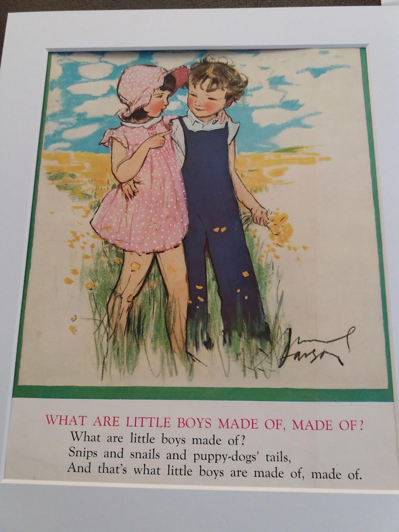 What Are Little Boys Made of Nursery Rhyme Bookplate Mounted - Etsy