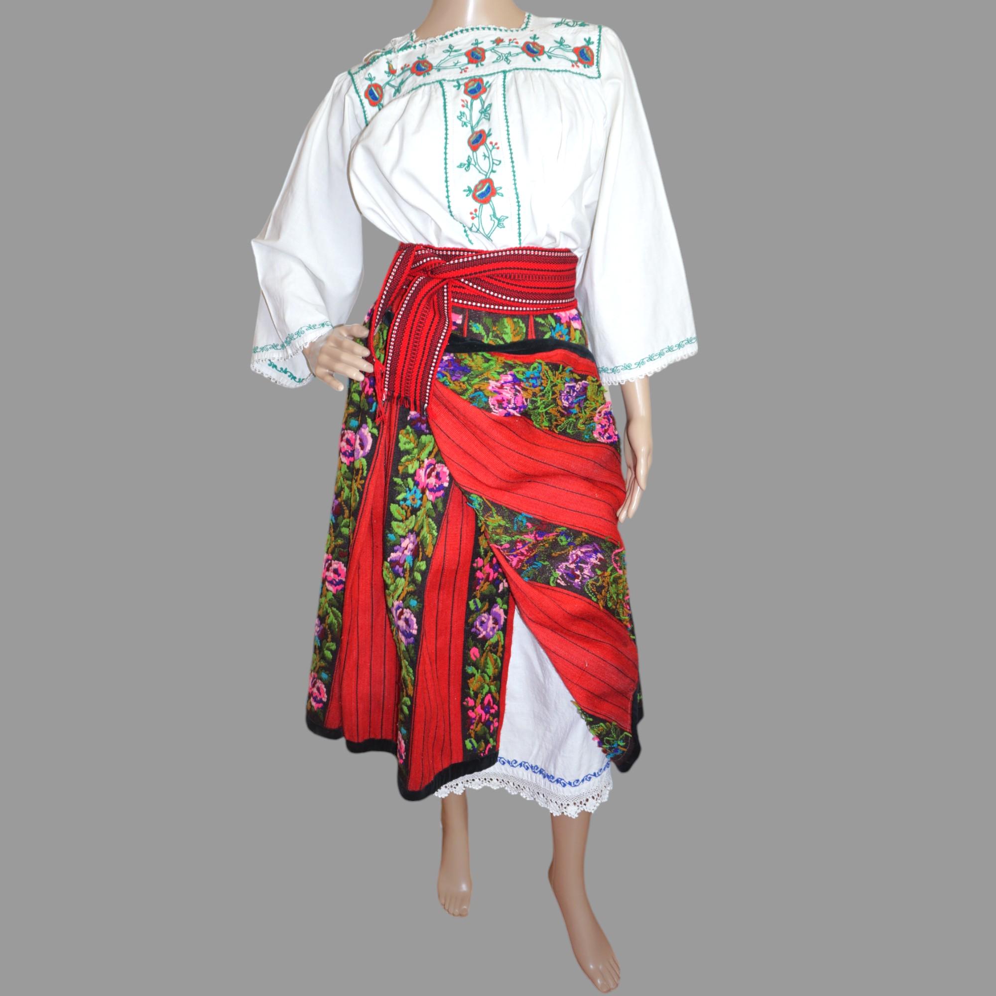 Vintage Romanian Folk Costume From Oltenia : Embroidered Dress, Wool ...
