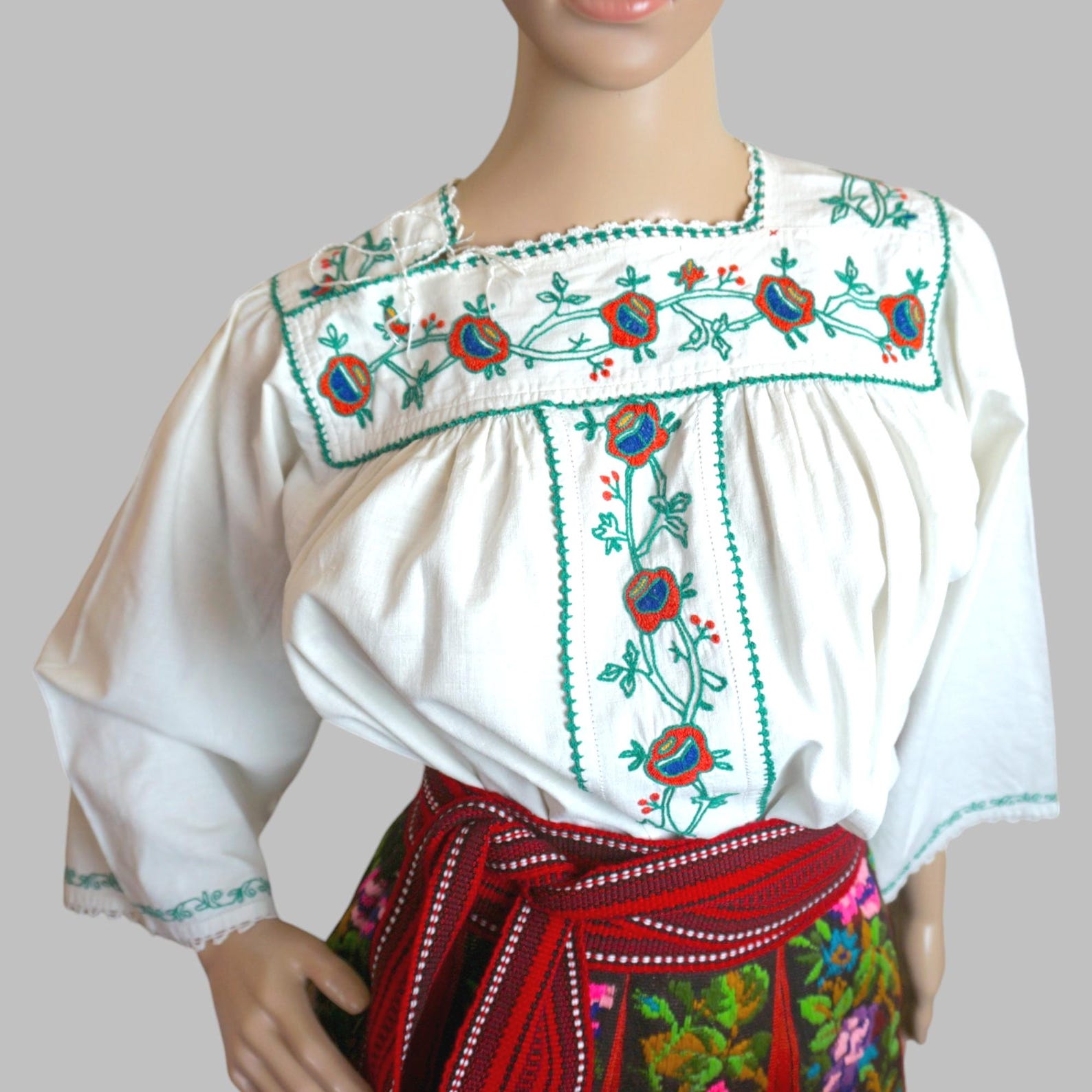 Vintage Romanian Folk Costume From Oltenia : Embroidered Dress, Wool ...
