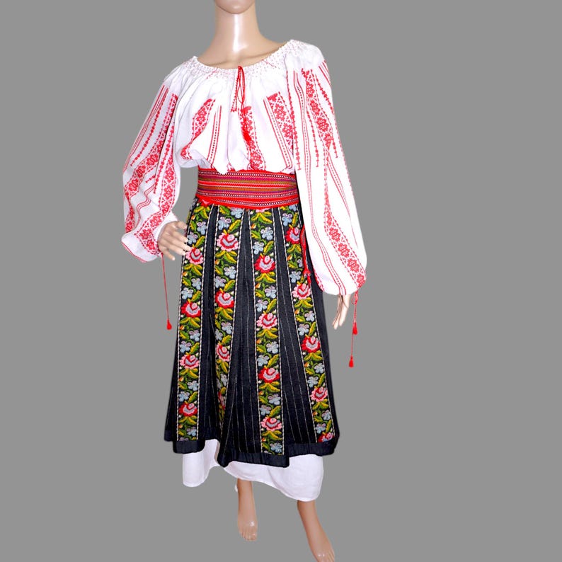 Handmade Romanian Folk Costume From Oltenia : Wool Skirt, Embroidered ...