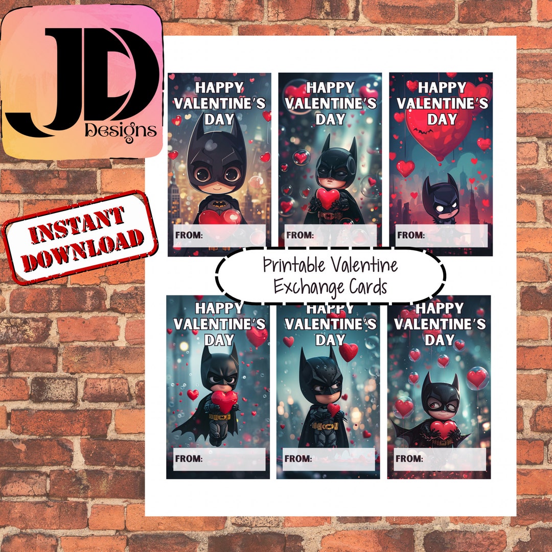 Tarjeta de San Valentín imprimible inspirada en Batman - PDF - Etsy México