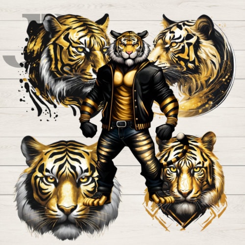 Black and Gold Tigers - Etsy