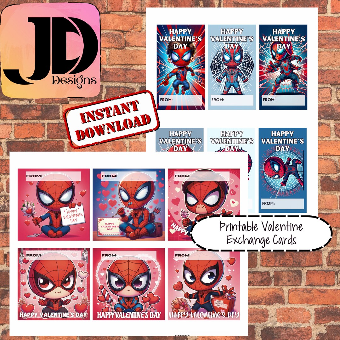 Spidey-inspired Printable Valentine’s Day Card - 2 Pdf’s - Etsy