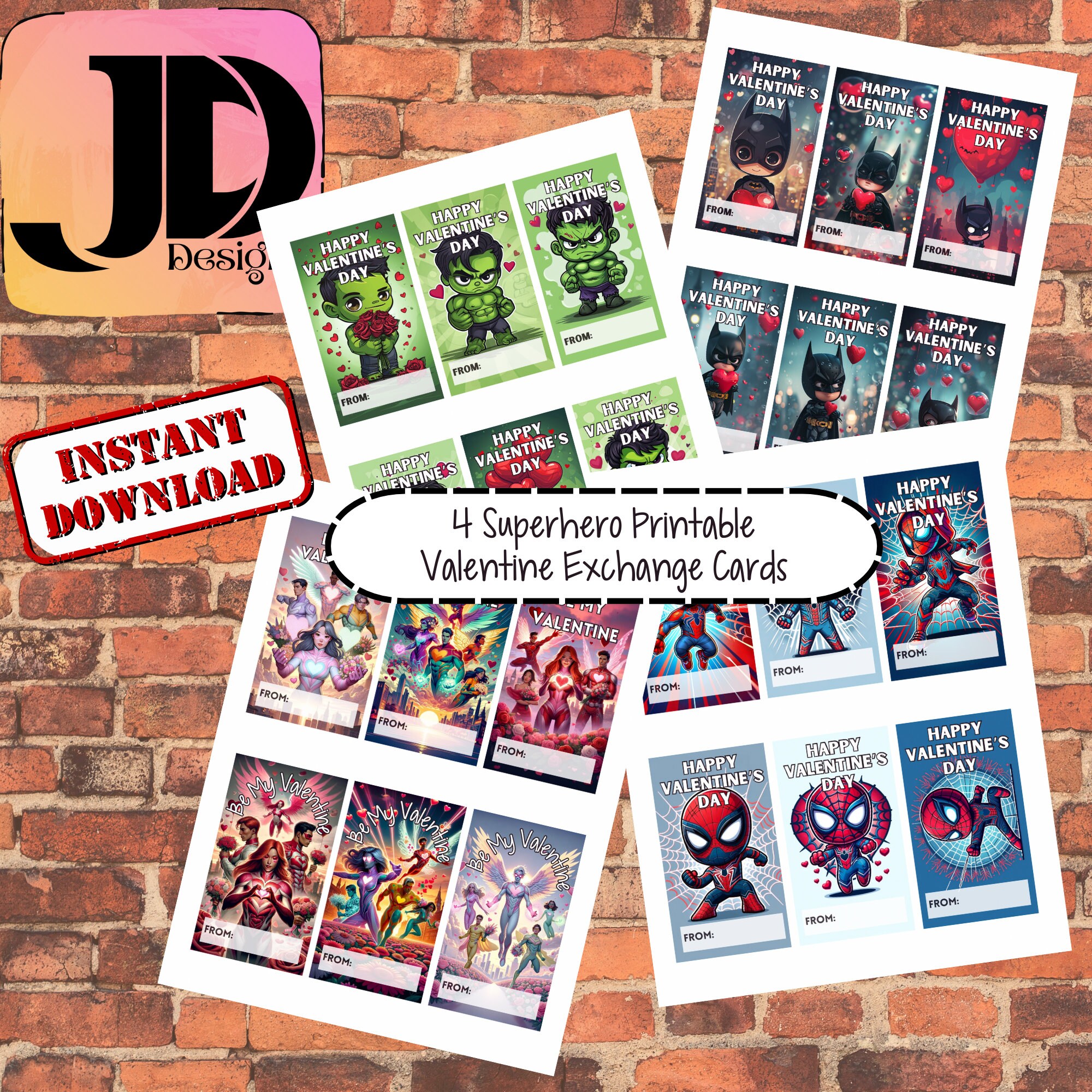 Superhero Value Pack Printable Valentine’s Day Cards- PDF - Etsy