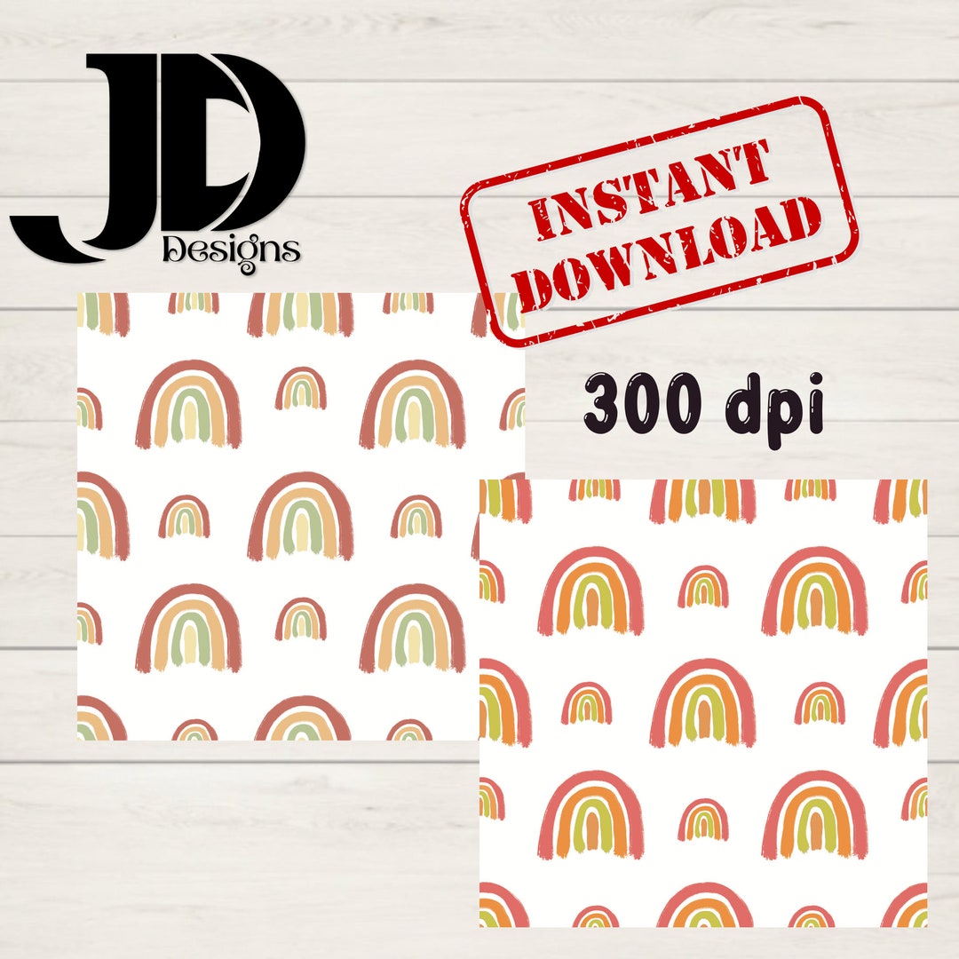 Boho Muted Rainbow Seamless Patterns PNG - Etsy