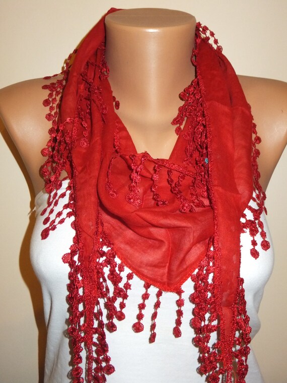 Red Cotton Scarf Red Headband Red Fashion Scarves Gift for | Etsy