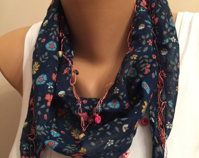 Blue Floral Scarflace Scarfwomens Fashiongift for - Etsy